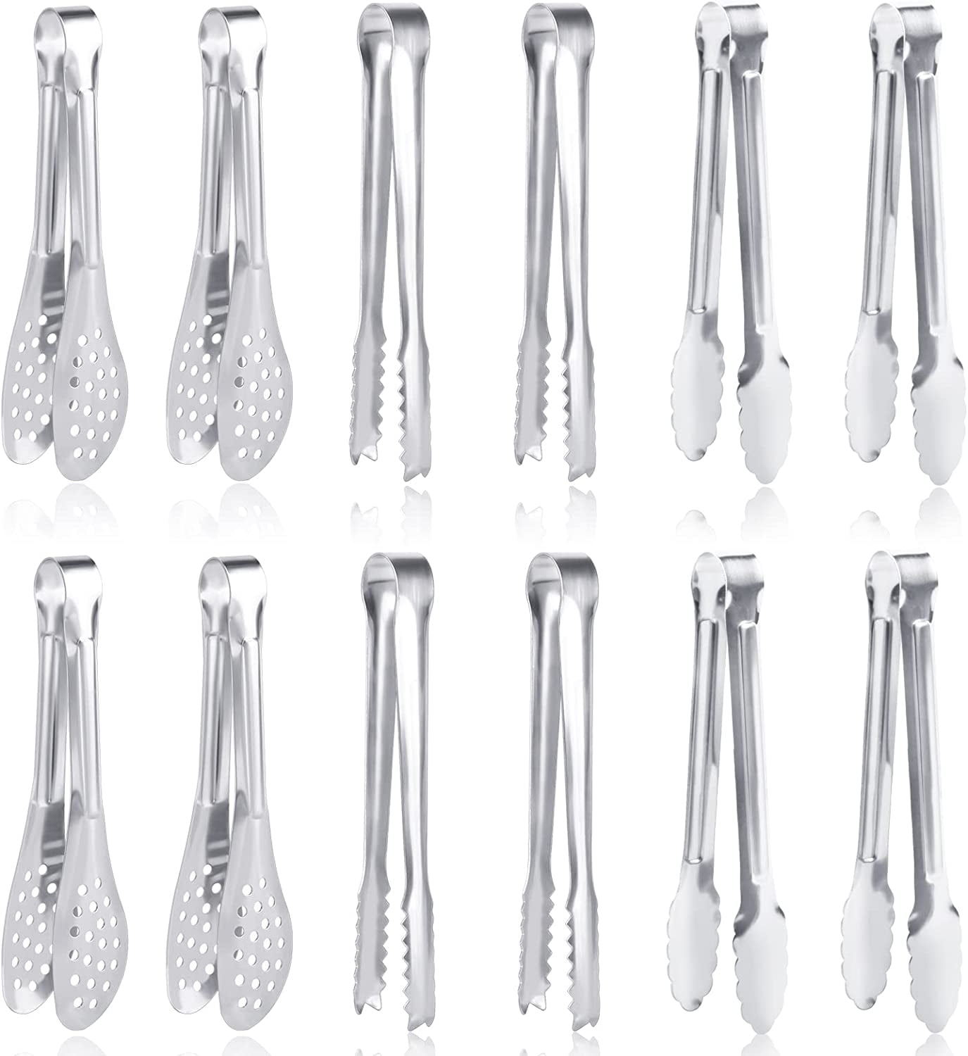 12 pack premium small serving tongs, **mini stainless steel appetizer ...