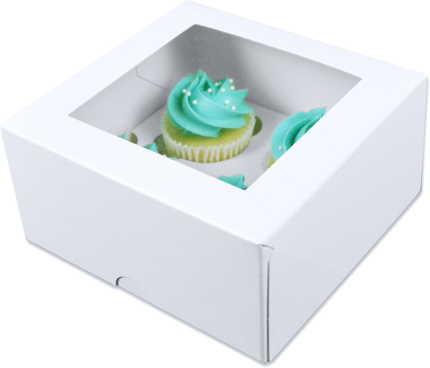 **(12-pack) – white mini cupcake favor boxes with windows and inserts ...