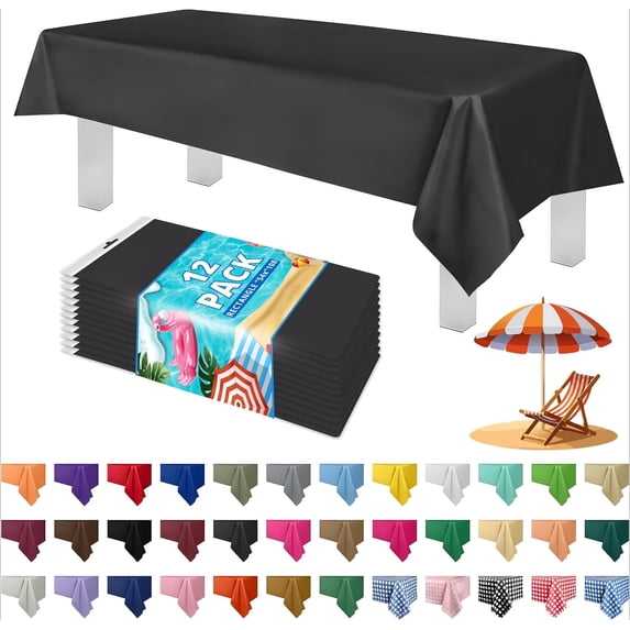 12 packs of high-grade disposable plastic tablecloths 54 inches. x 108 ...