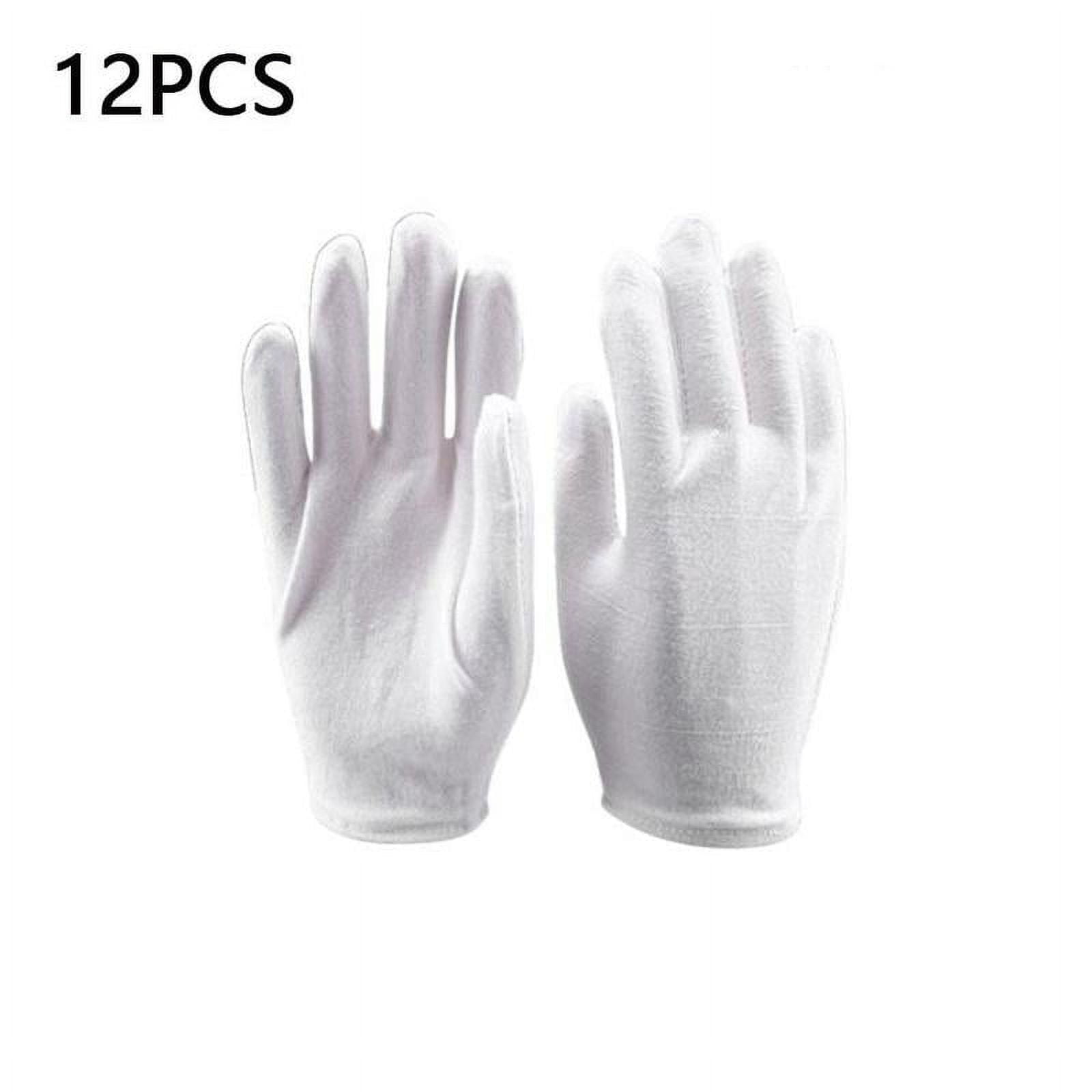12 pairs/lot White 100% Cotton Ceremonial gloves For male female ...
