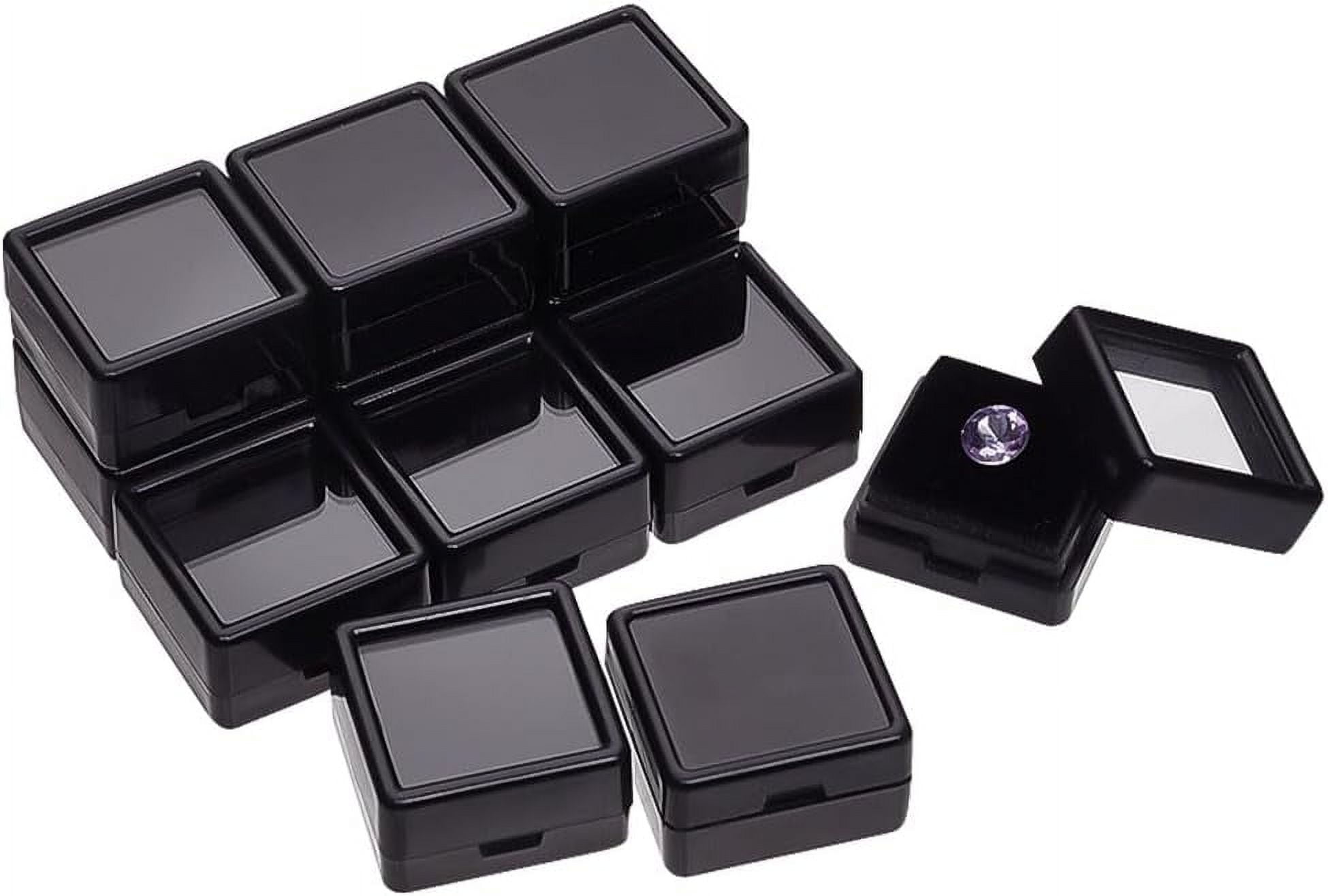 12 pc 12 Pcs Gemstone Display Boxes 1.14x1.14x0.65 inch Black Plastic ...