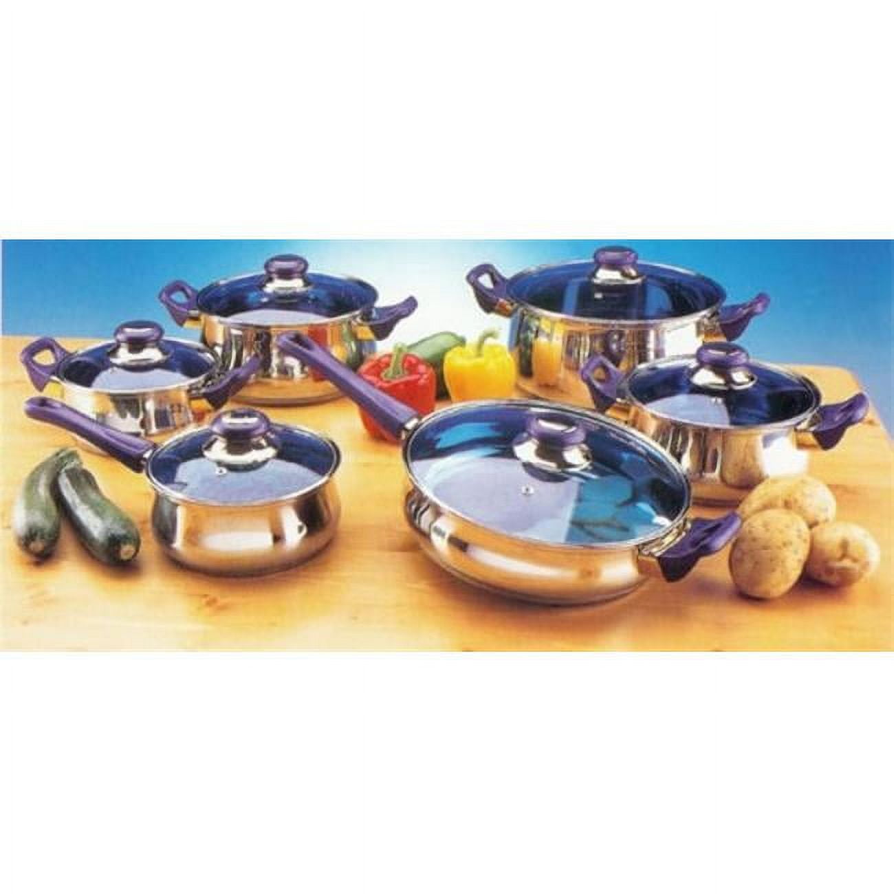 12 pc Blue Glass S/S Cookware Set -Custom - Walmart.com