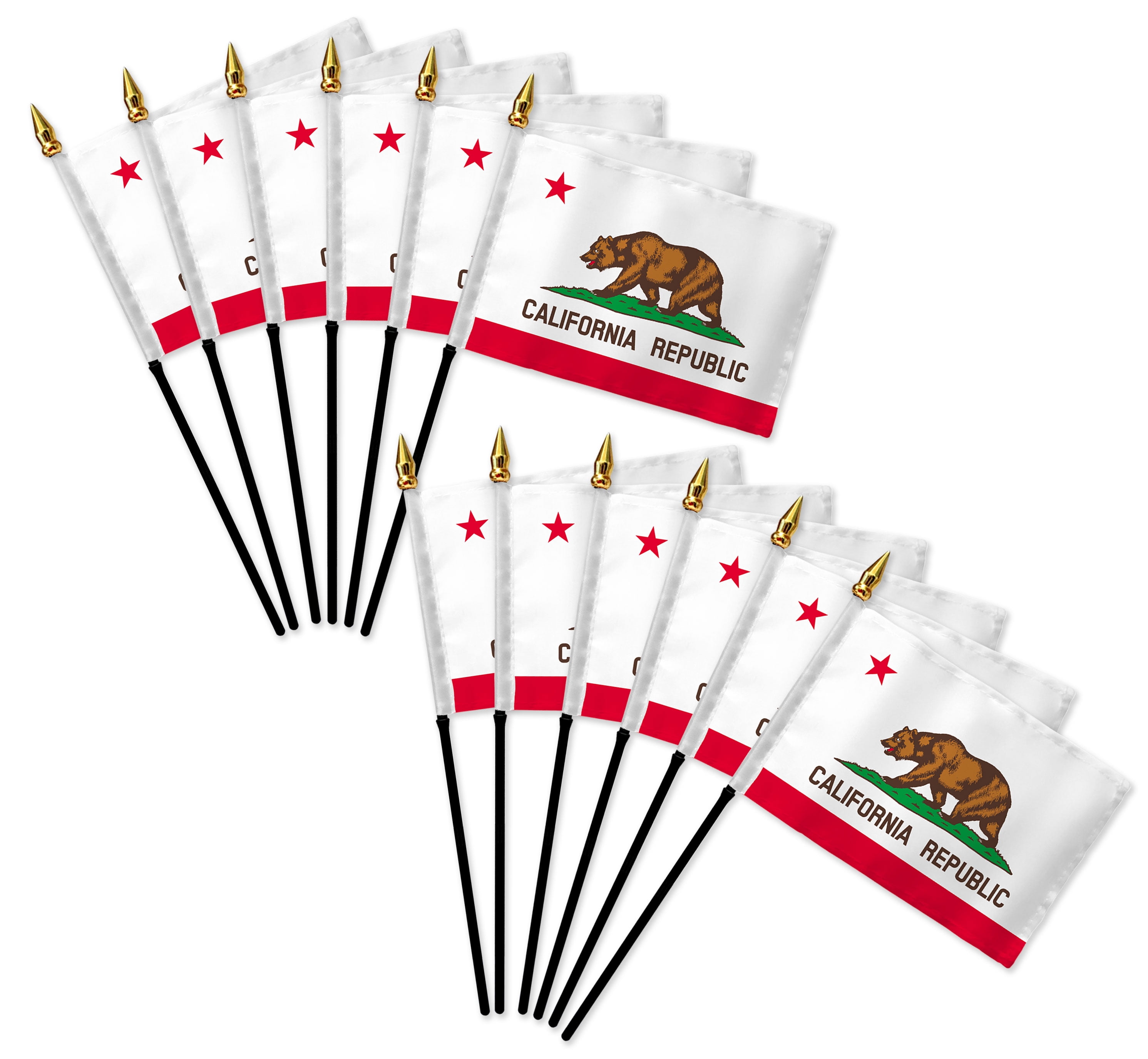 12 pc California State Stick Flags, 4x6 Inch Mini Stick Flags for ...