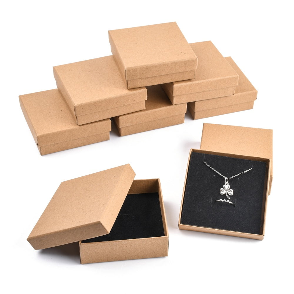 12 pc Cardboard Jewelry Boxes for Ring Square Tan 9x9x3cm - Walmart.com