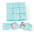 12 pc Cardboard Rings Boxes with Sponge Inside Square with Bowknot Pale ...