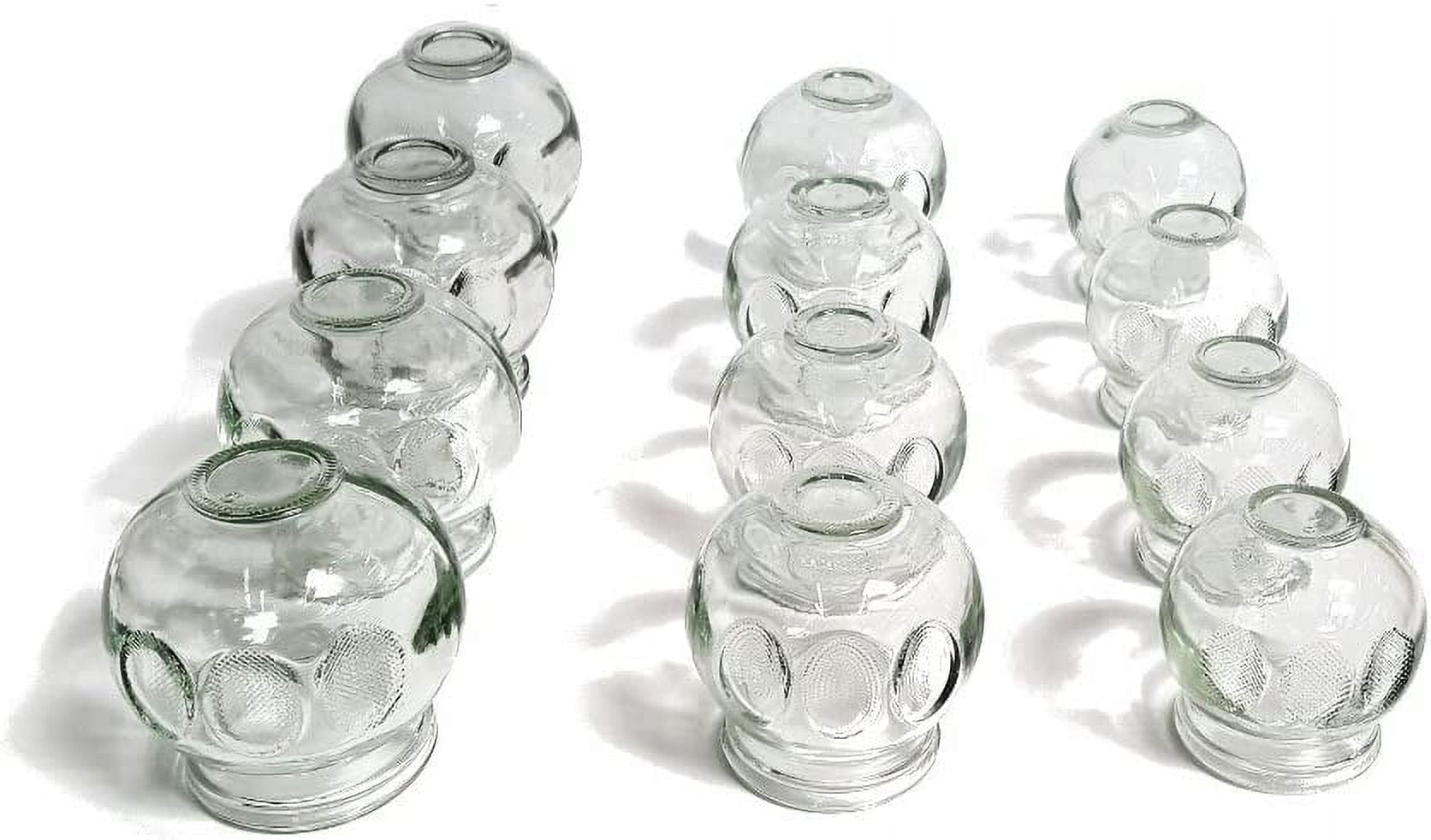12 pc Fire Glass Cupping Set Jars Professional Quality (4 cups #3) (4 ...