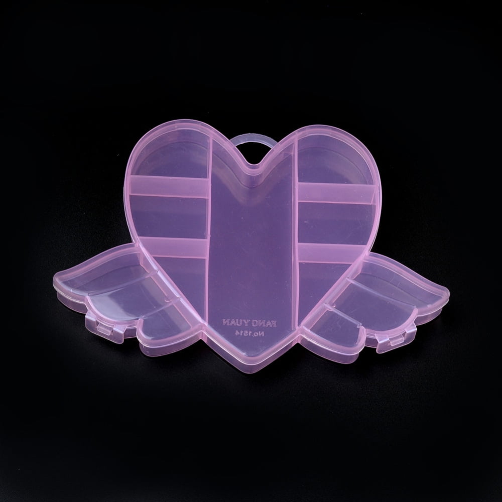 12 pc Flying Heart Plastic Bead Storage Containers 9 Compartments Pink ...