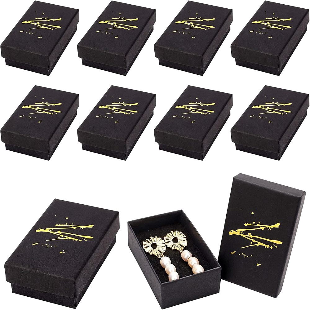 12 pc Hot Stamping Cardboard Jewelry Packaging Boxes with Sponge Inside ...