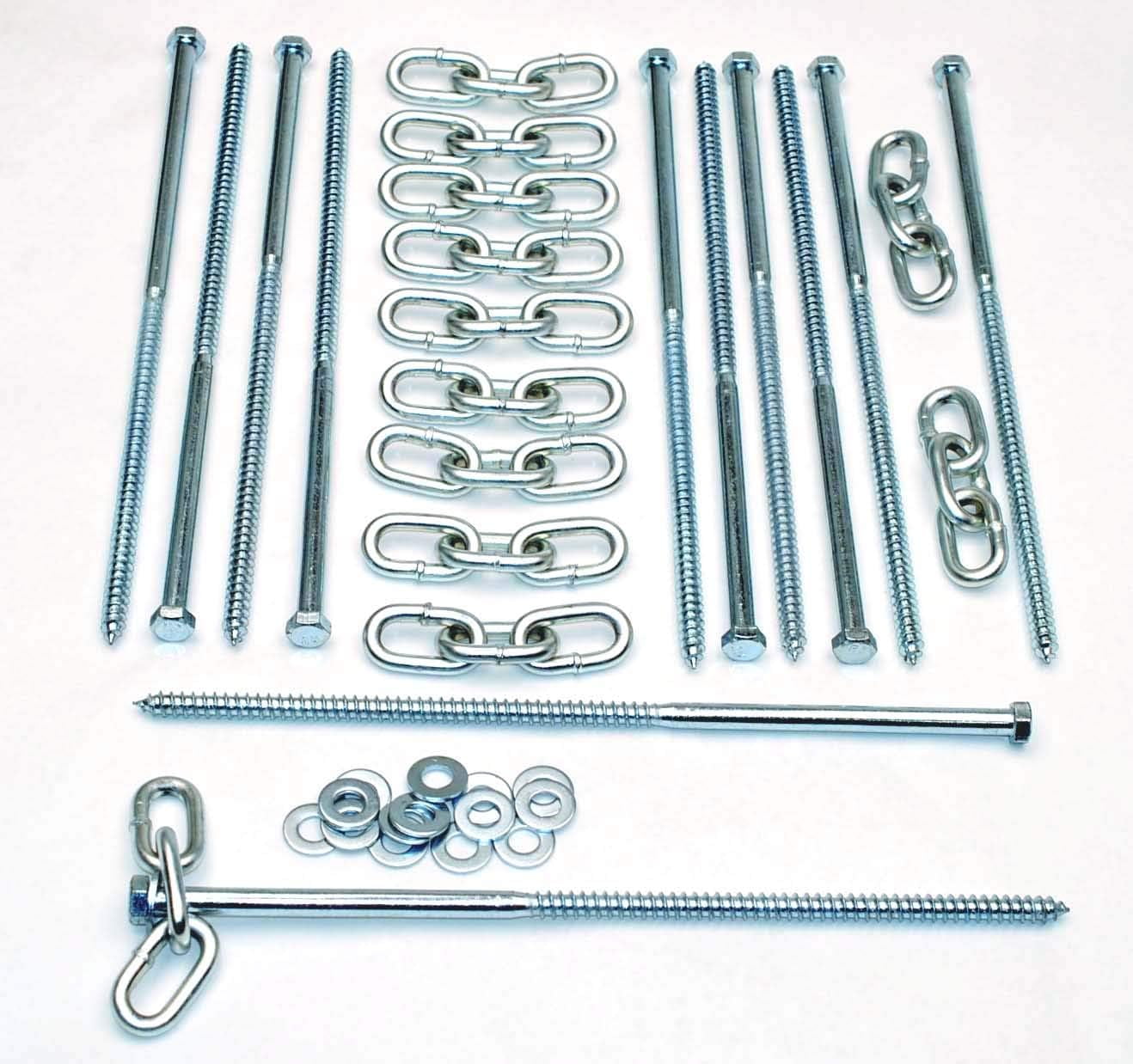 12 pc Lag Screws 3/8 x 12 Tent Stakes Festival Kit with Chain Links and ...