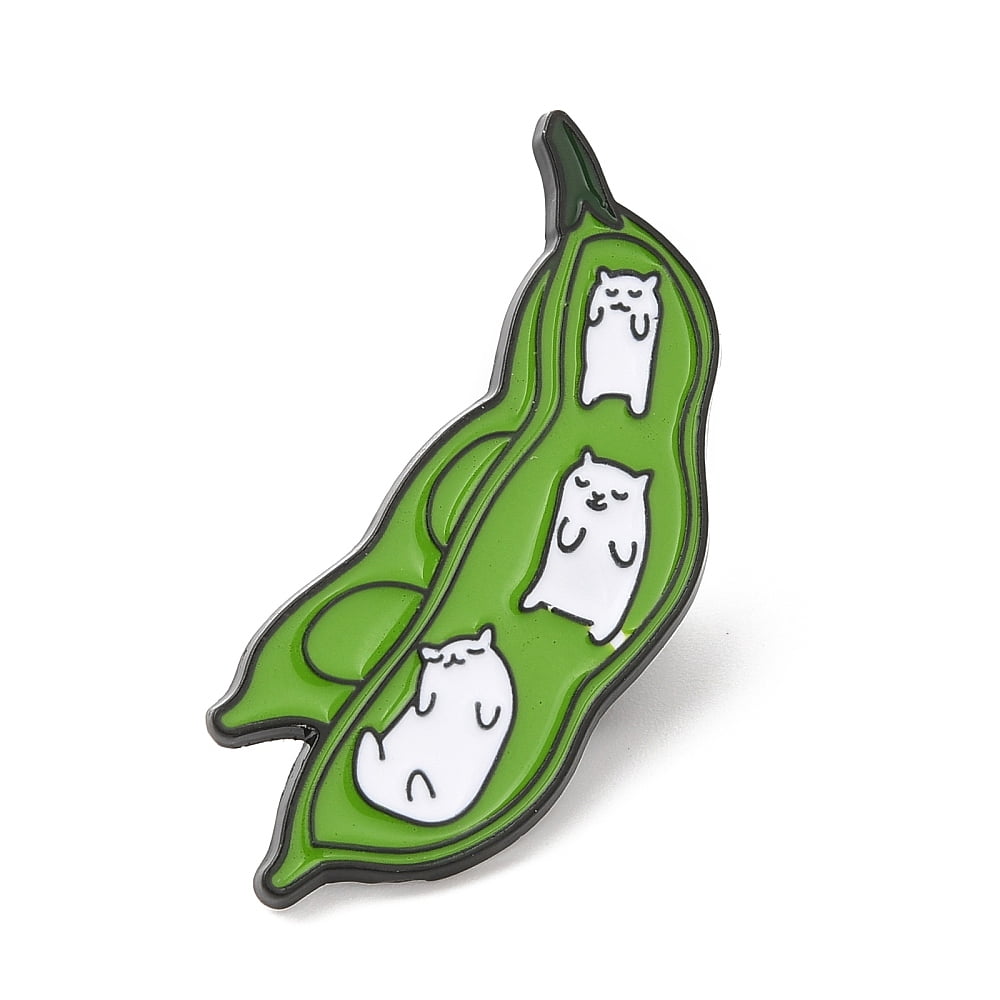 12 pc Pea Pod & Cat Enamel Pin Electrophoresis Black Plated Alloy Badge ...