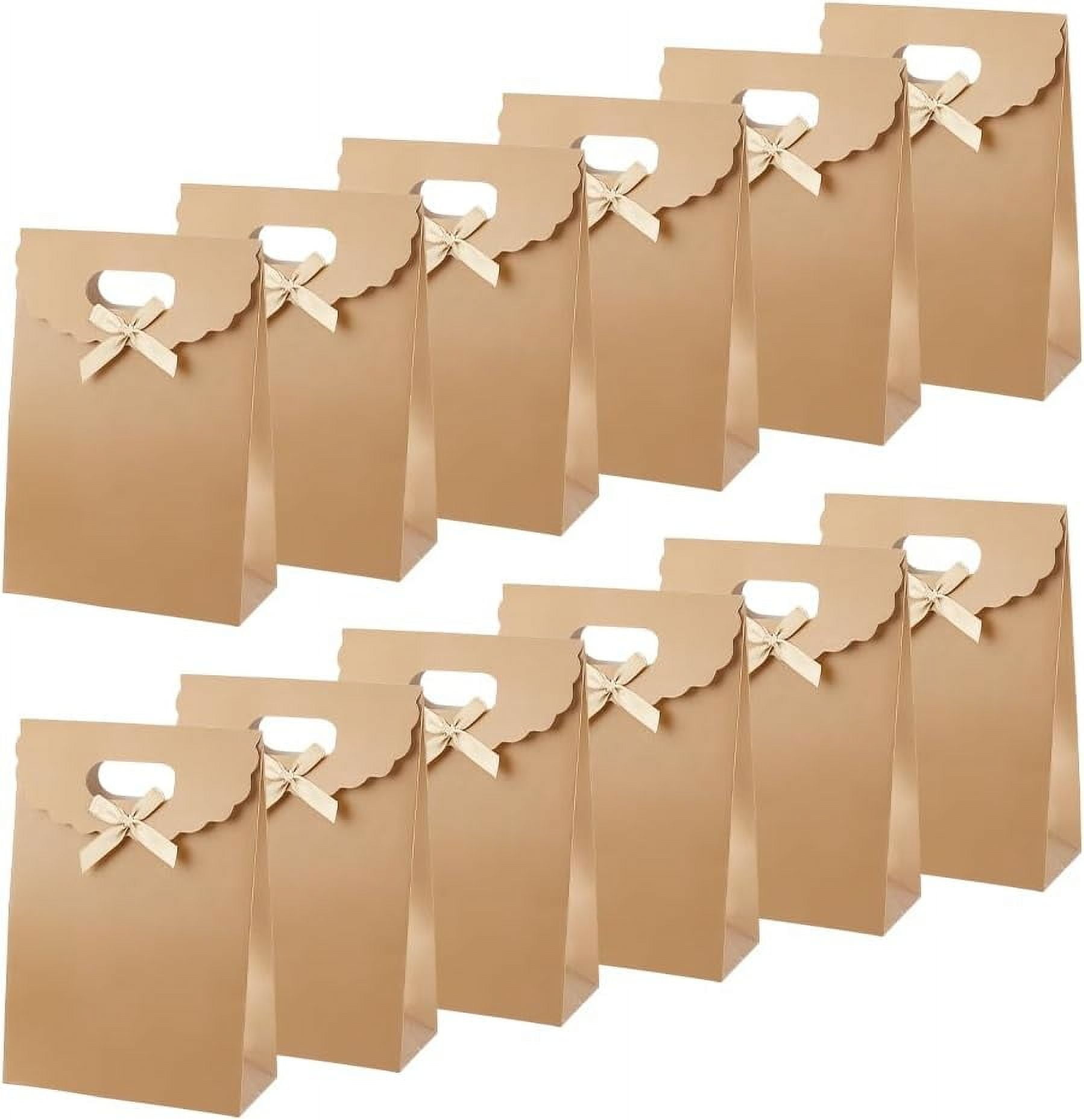 12 pc Rectangle Paper Gift Bags Ribbon Bowknot Decorated Candy Tote for ...