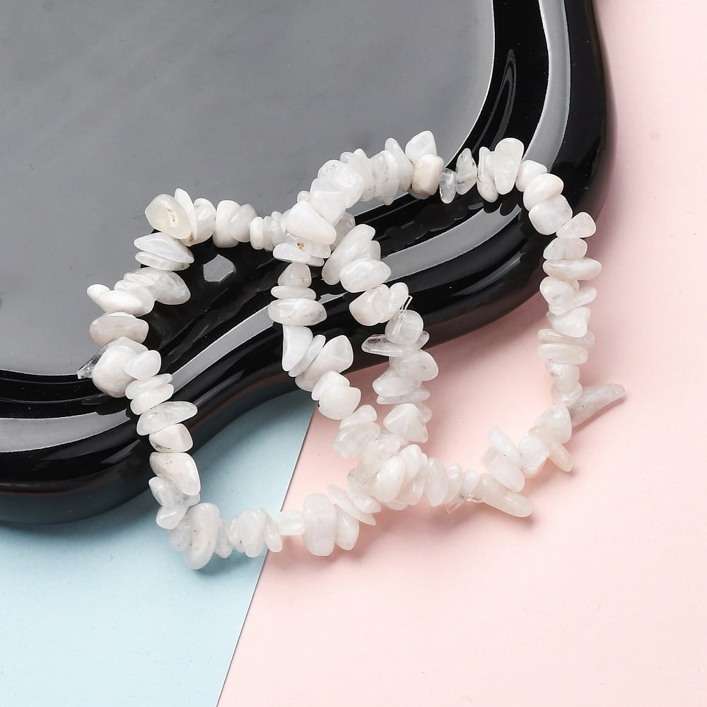 12 pc Unisex Chip Natural Rainbow Moonstone Beaded Stretch Bracelets ...