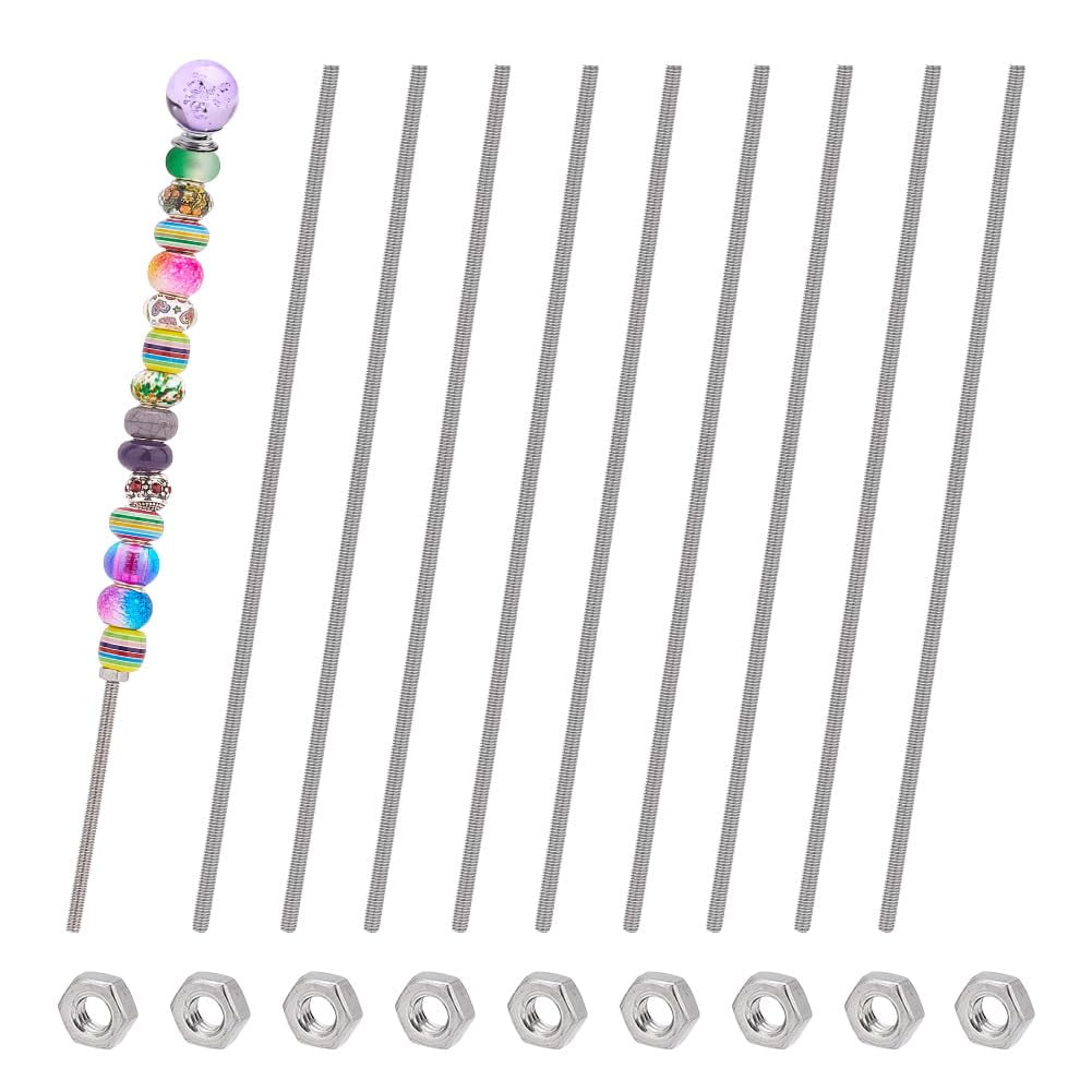 12 pcs 11.8 Inch M4 Threaded Beaded Rods with 12 pcs M4 Hex Nuts Garden ...