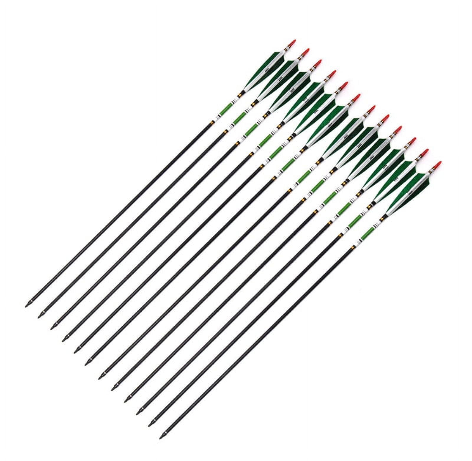 12 pcs 85cm Carbon Shaft Spine 500 Arrows Hunting Archery With True ...