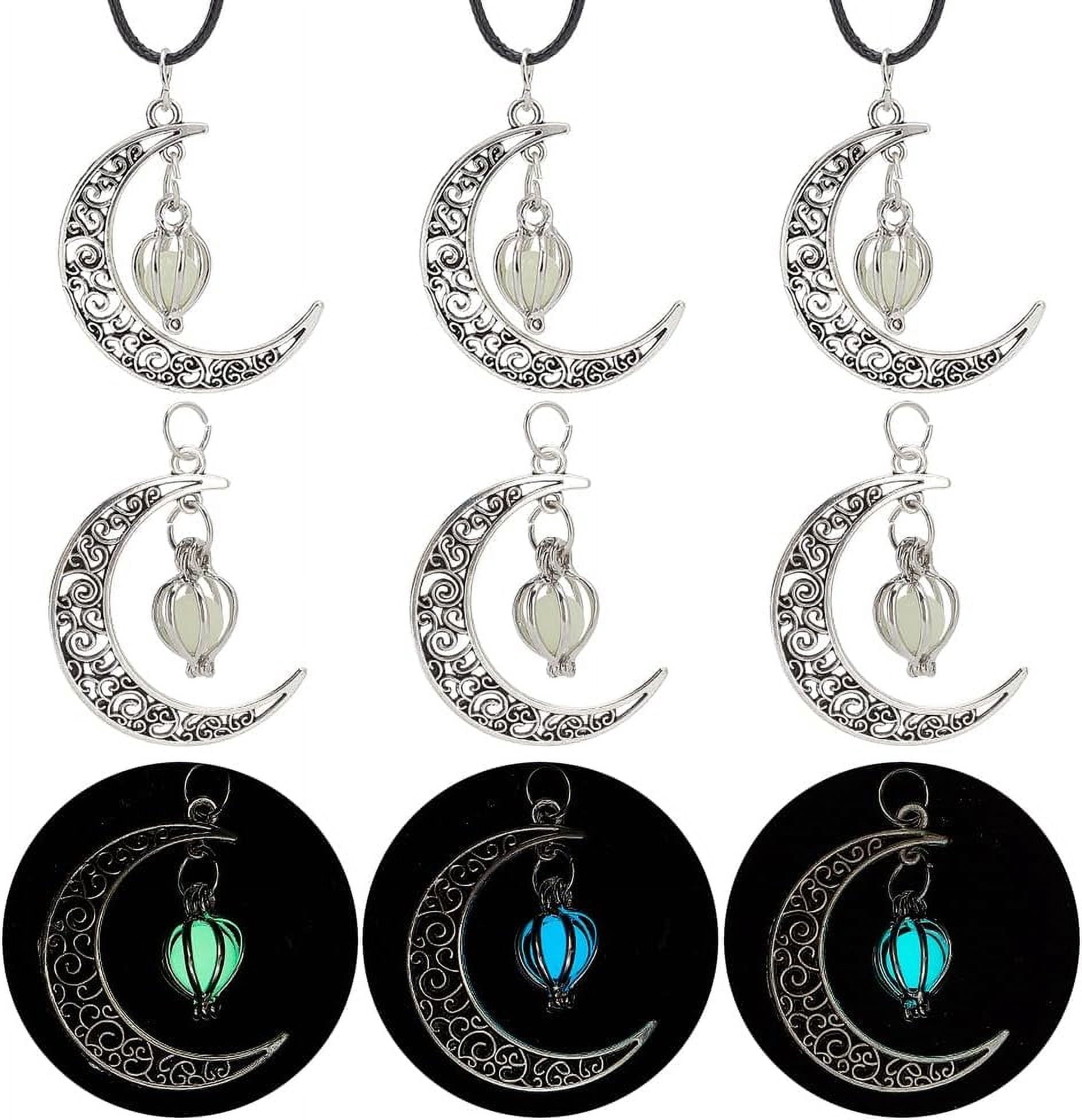 12 pcs Crescent Moon Shape Pendant 3 colors Fluorescent Necklace ...