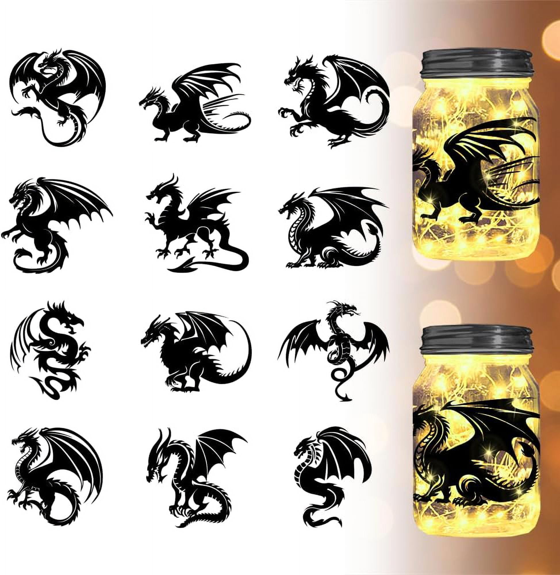 12 pcs Dragons Cut Silhouettes Dragons Silhouette Die Cuts Scrapbook ...