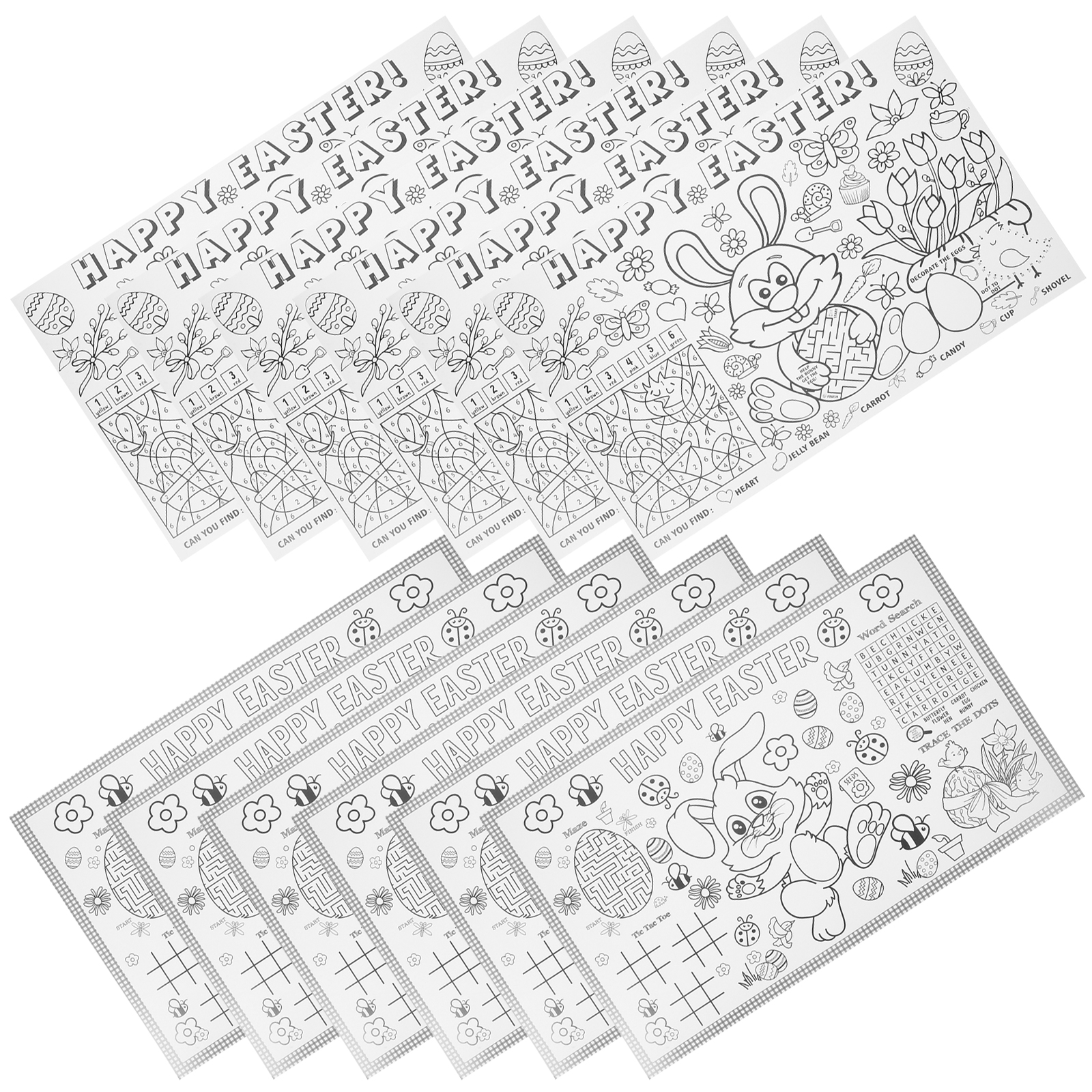 12 pcs Easter Coloring Placemats Paper Coloring Placemats DIY Coloring ...
