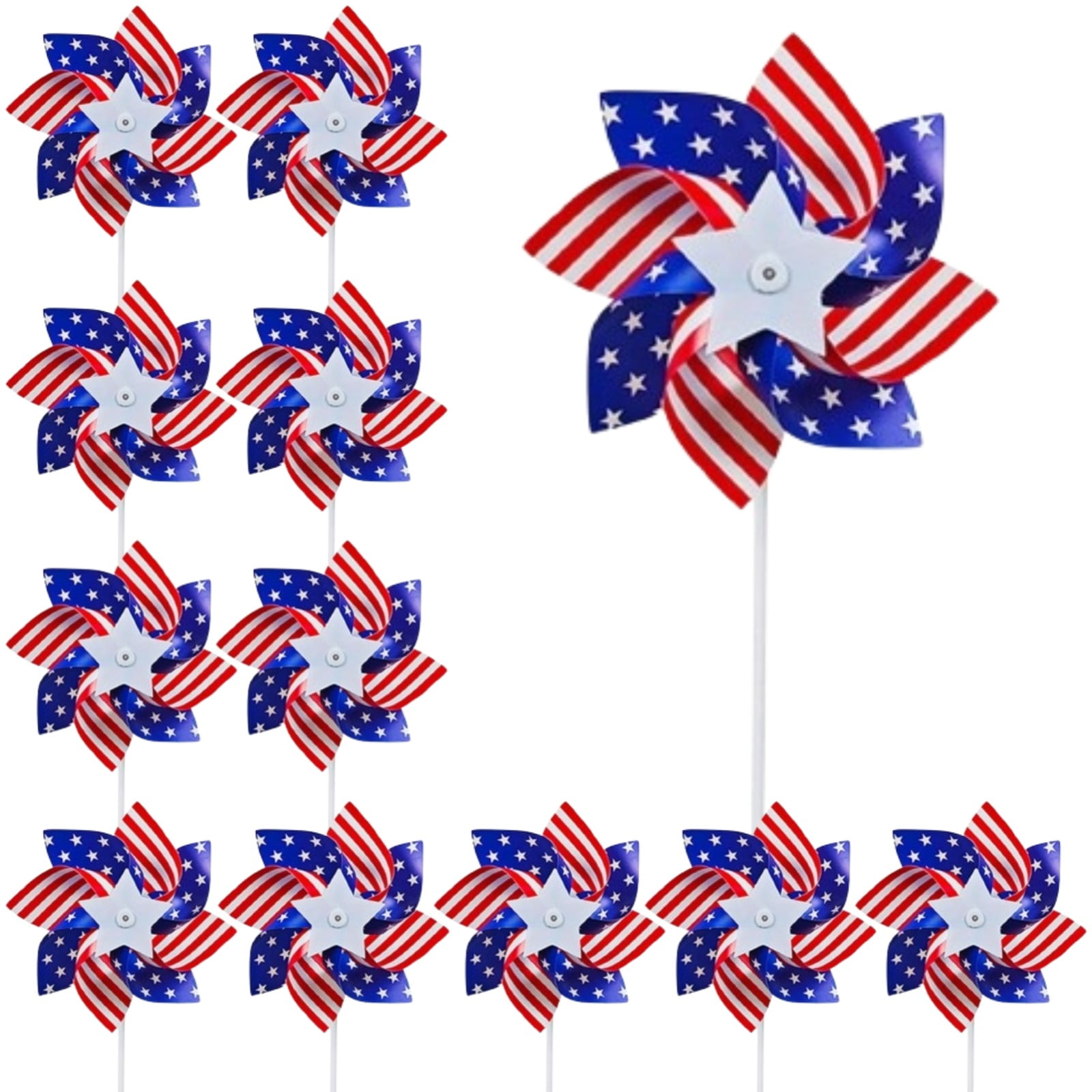 12 pcs Fourth of July Pinwheels,Red White and Blue 4th of July ...