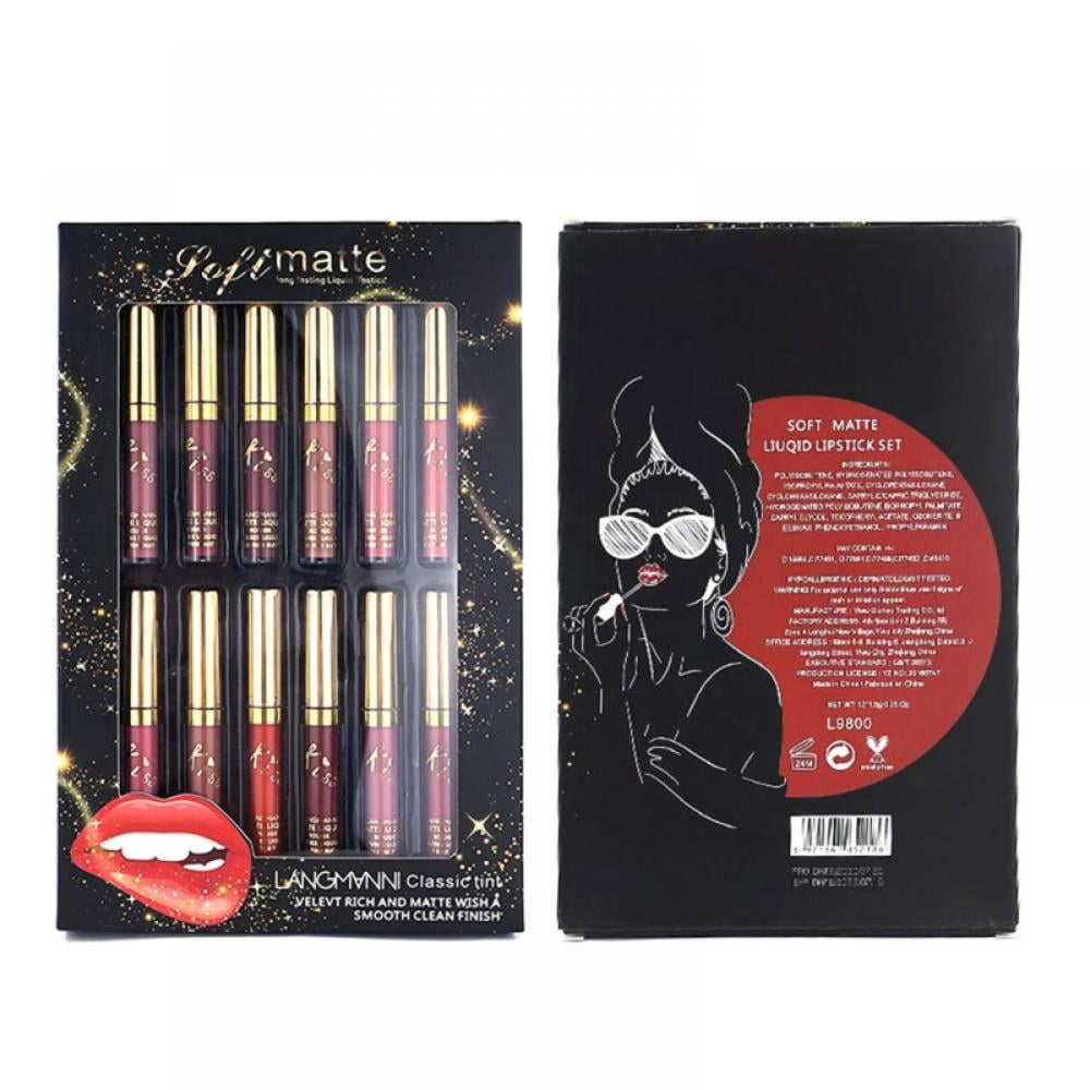 12 pcs Matte Liquid Lipstick, with Lip Plumper Makeup Set - Velvety ...