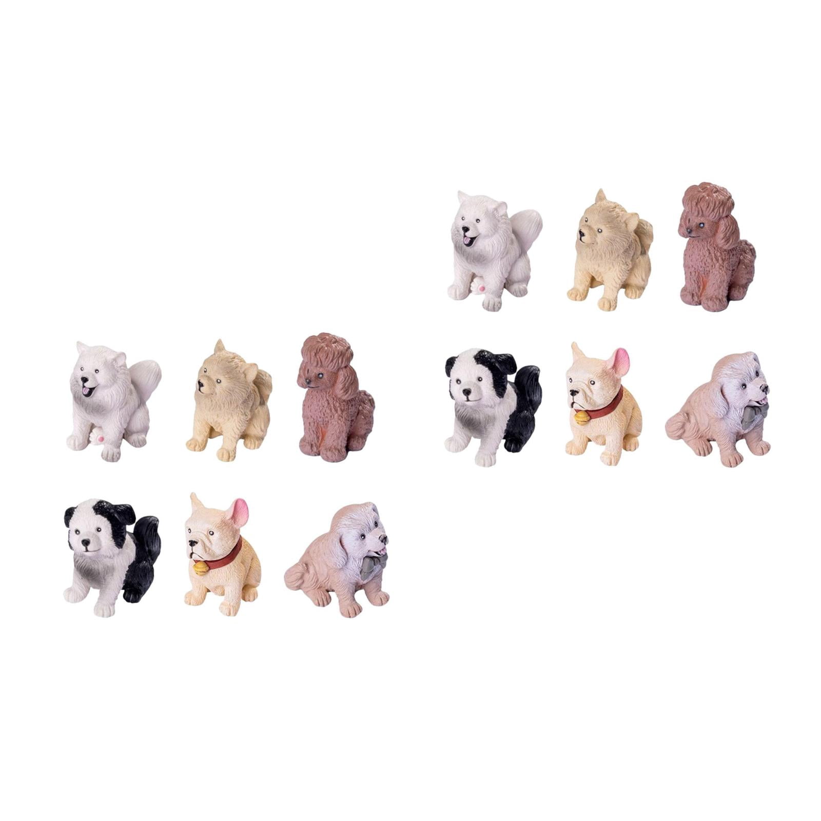 12 pcs Mini Dog Figurines Playset Realistic Detailed Plastic Puppy ...