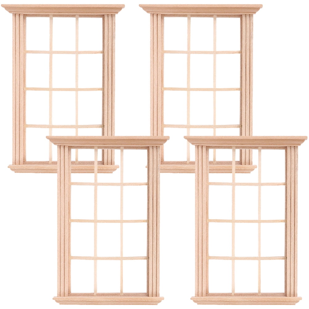 Eease 12 pcs Doll House Wood Window Models Miniature Window Models ...