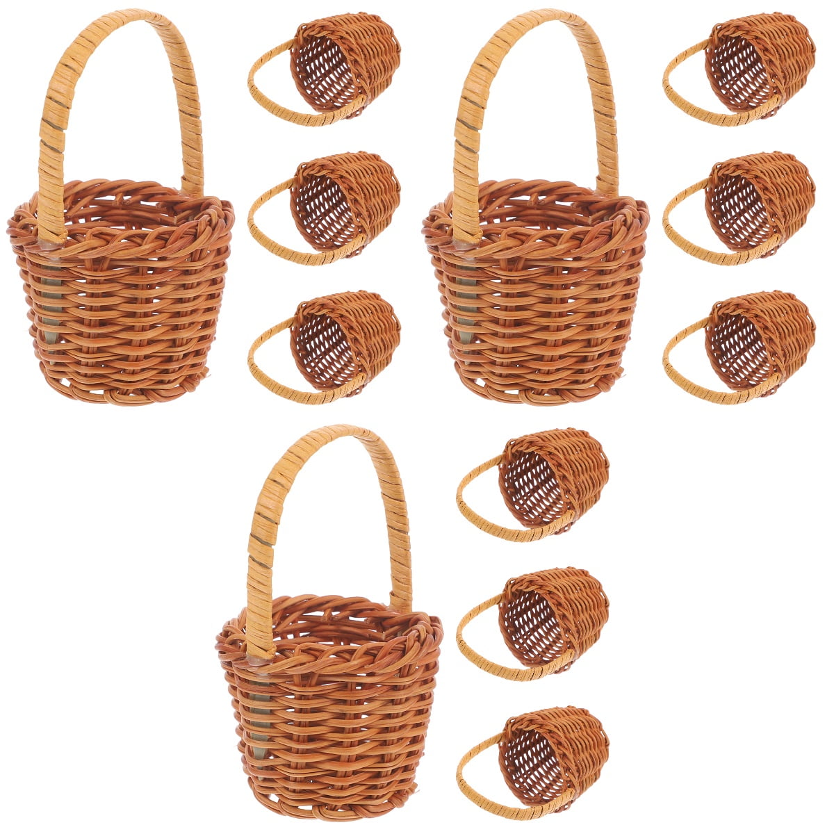12 pcs Mini Woven Baskets Miniature Flower Basket Mini Picnic Basket ...