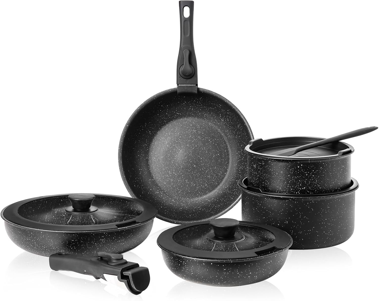 12 pcs Pots and Pans Set, Nonstick Kitchen Induction Cookware Suit with ...