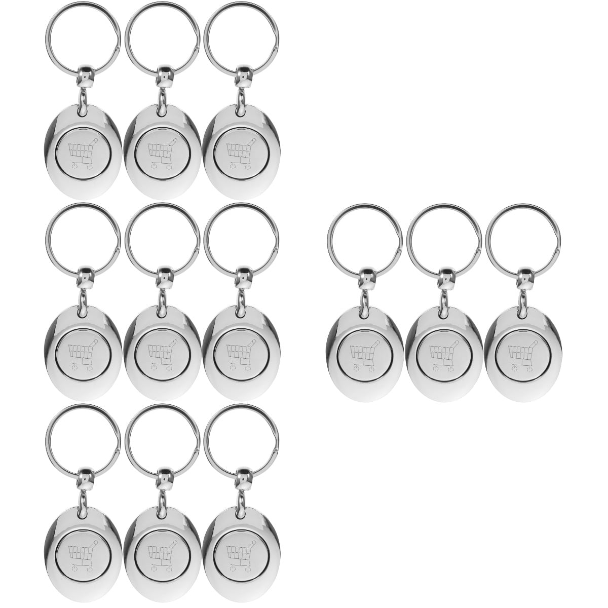 12 pcs Shopping Trolley Token Keychain Cart Token Keychain Metal ...