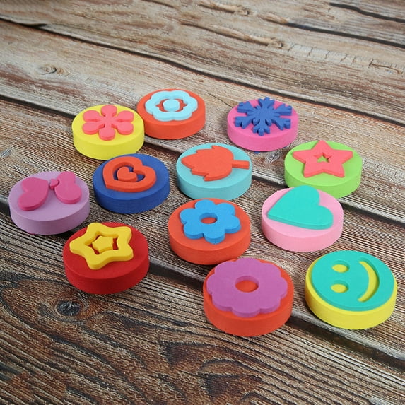 12 pcs Sponges Graffiti Tools Stamp Toy Stamper Painting Pattern ...