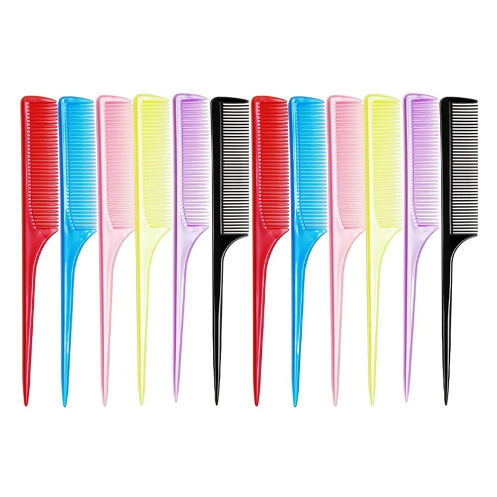 12 pcs Sturdy Rat Tail Combs Fine-Tooth Hair Comb with Handle for Salon ...