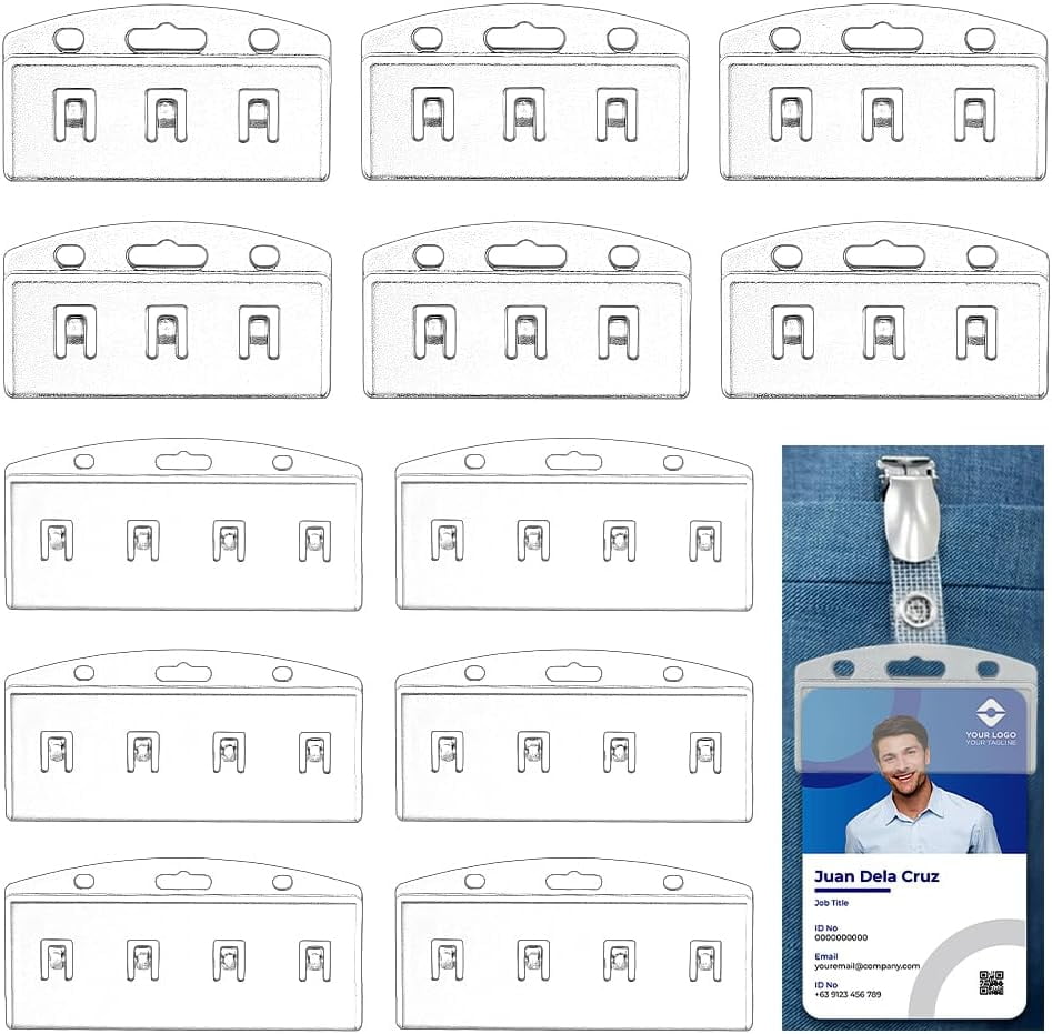 12 pcs Swipe Badge Holder 2 Sizes Horizontal Half Card Frosted Clear ID ...