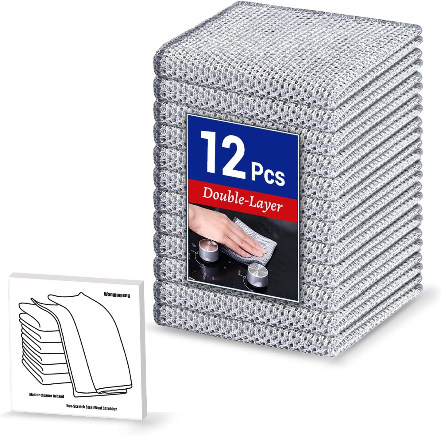 12 pcs Wire Dishwashing Rag for Wet and Dry, Non Scratch Wire Dishcloth ...