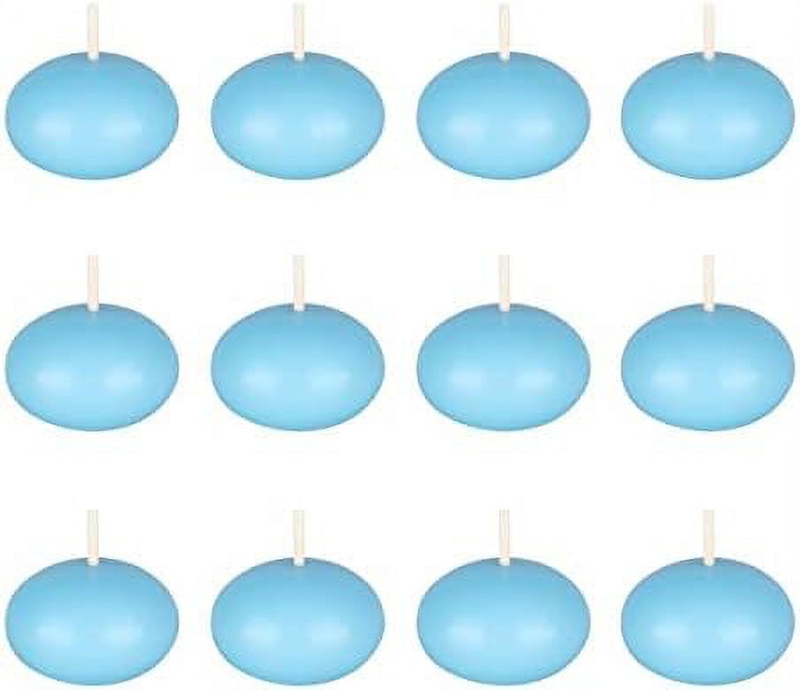12 pcs unscented light blue floating disc candle, hand poured paraffin ...