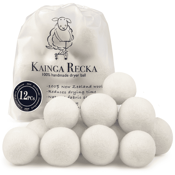Kainga Recka 12 pcs Wool Dryer Balls, 100% Handmade New Zealand Wool ...