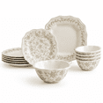 12-piece Porcelain Dinnerware Set For 4 Glossy Cream Plates And With ...
