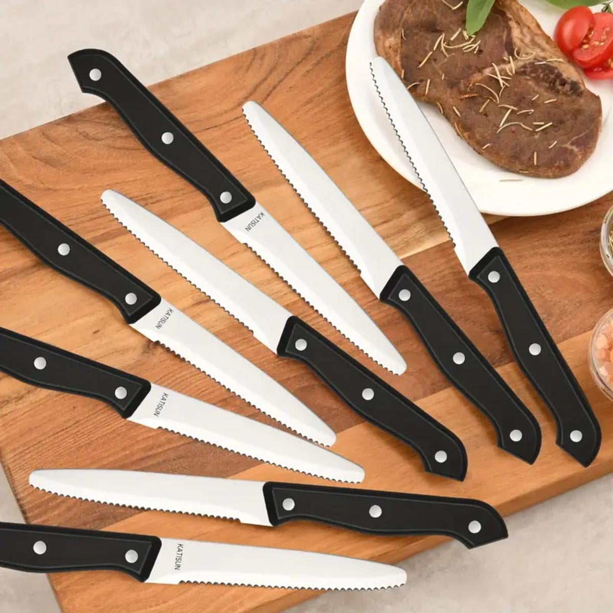 12-piece Set,Serrated POM Triple Rivet , Handle Steak Knives - Walmart.com