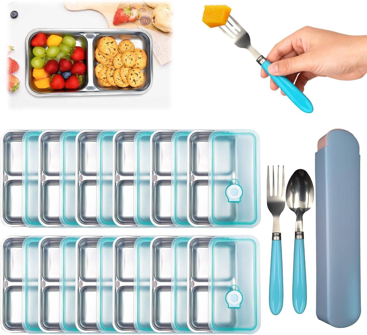 12-piece set stainless steel snack containers with silicone lids ...