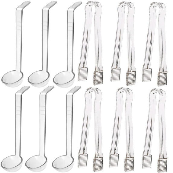 12 pieces 1 oz ladle Set Including 6 Pcs clear small gravy ladle and 6 ...