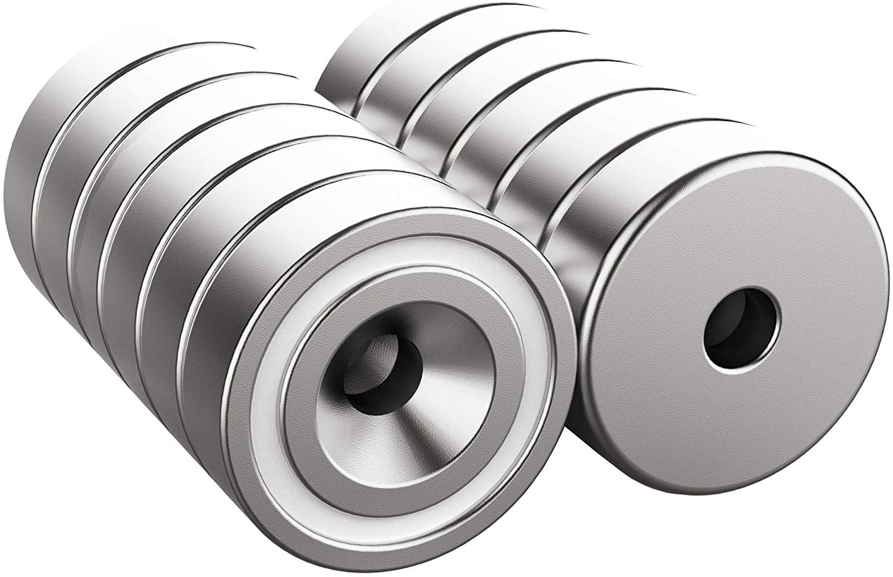 12 pieces Magnets 6 KG Force 16 x 5 mm with Hole and Cap, Milled Pot ...