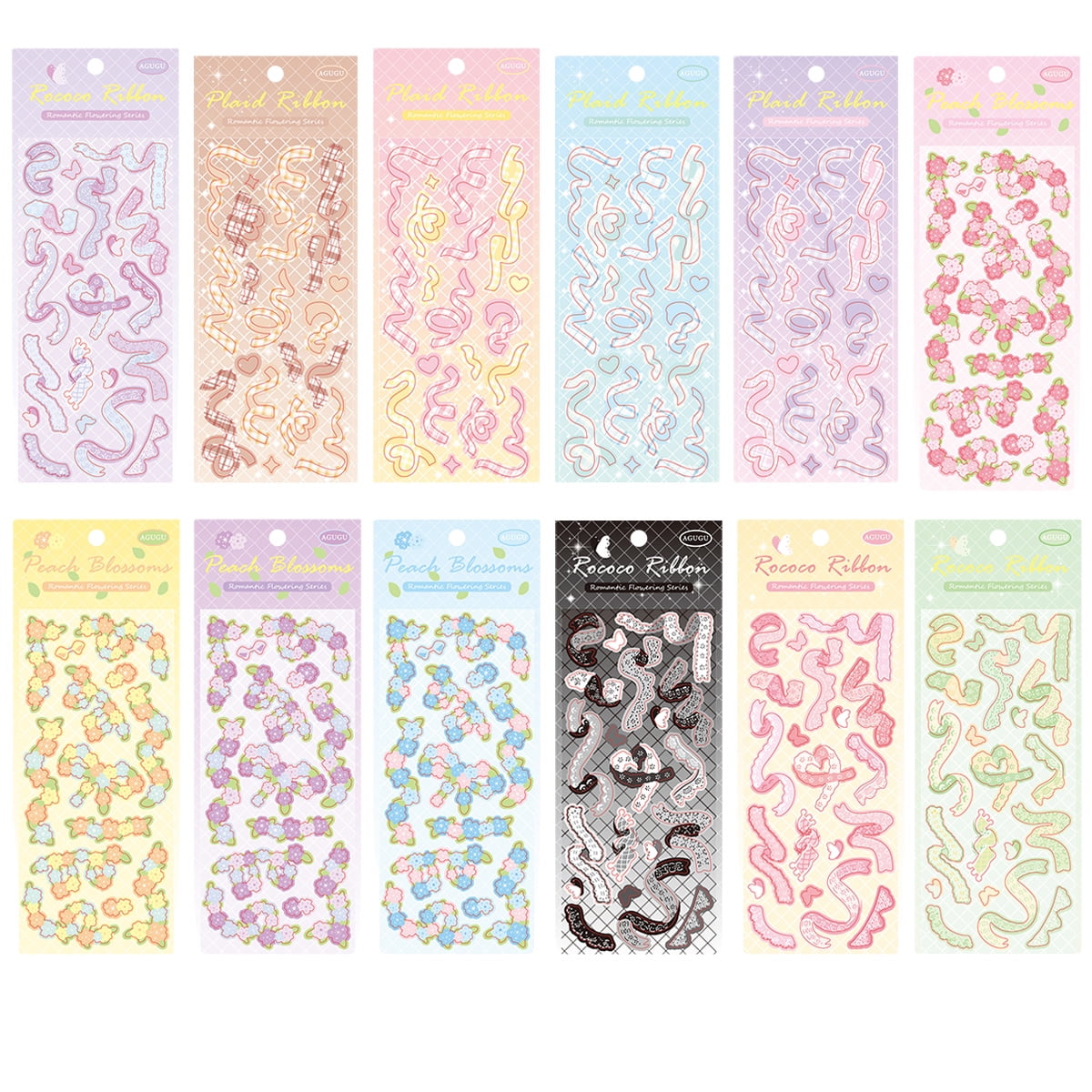 12 pieces Sparkling Vintage stickers Laser Ribbon Ribbon Laser Dazzle ...