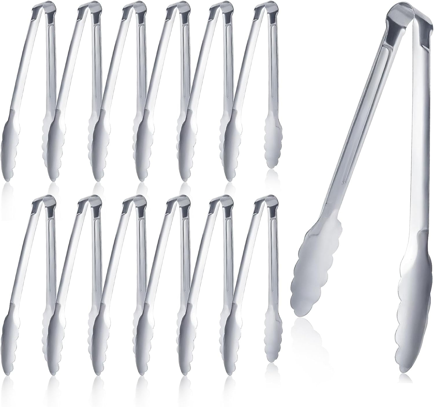 12 pieces buffet tongs 9'' inches serving tongs heavy duty stainless ...