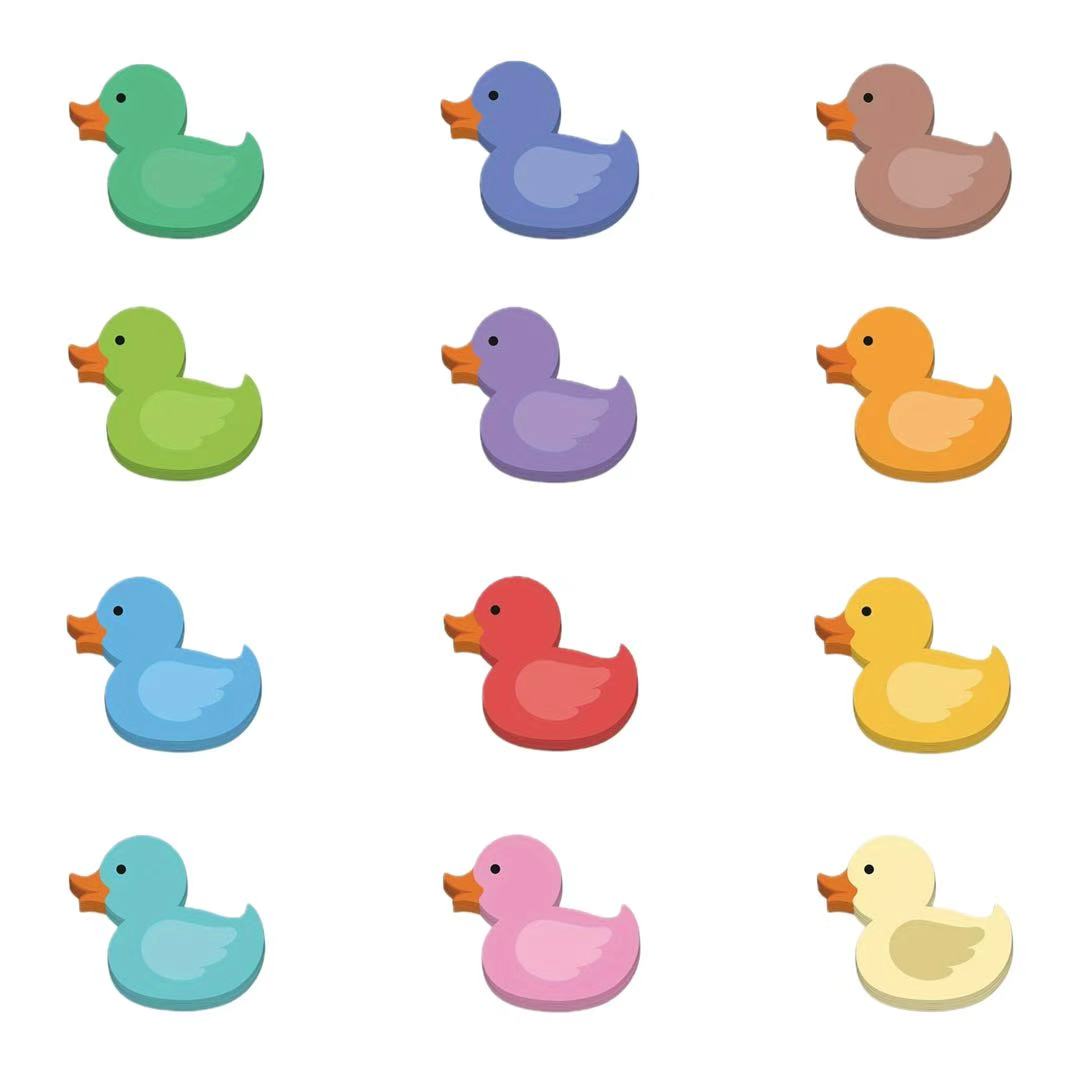 12 pieces of colorful duck tiles - Cute animal decorations, suitable ...