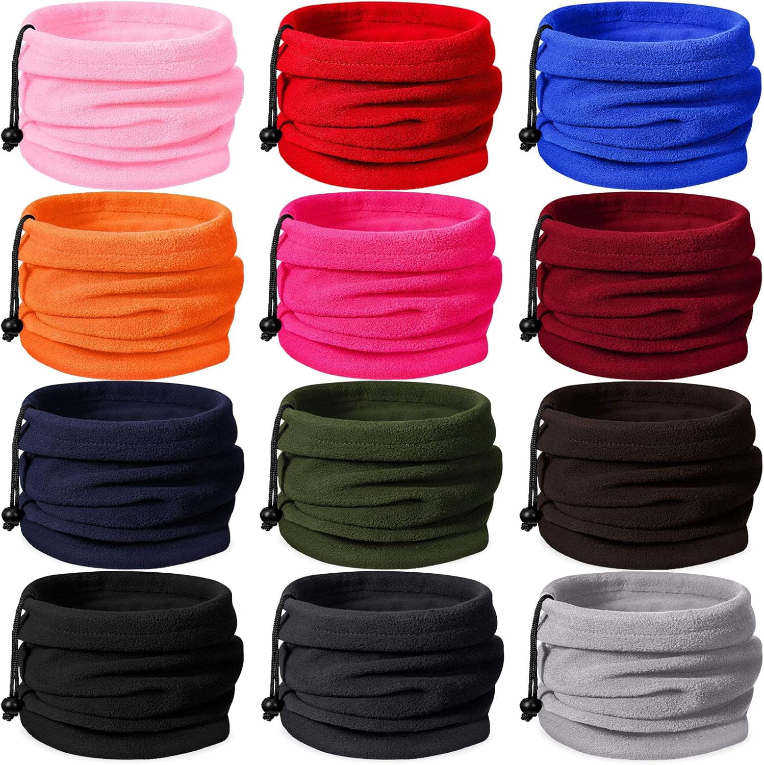 12 pieces winter fleece neck warmer neck gaiter balaclava neck scarf ...