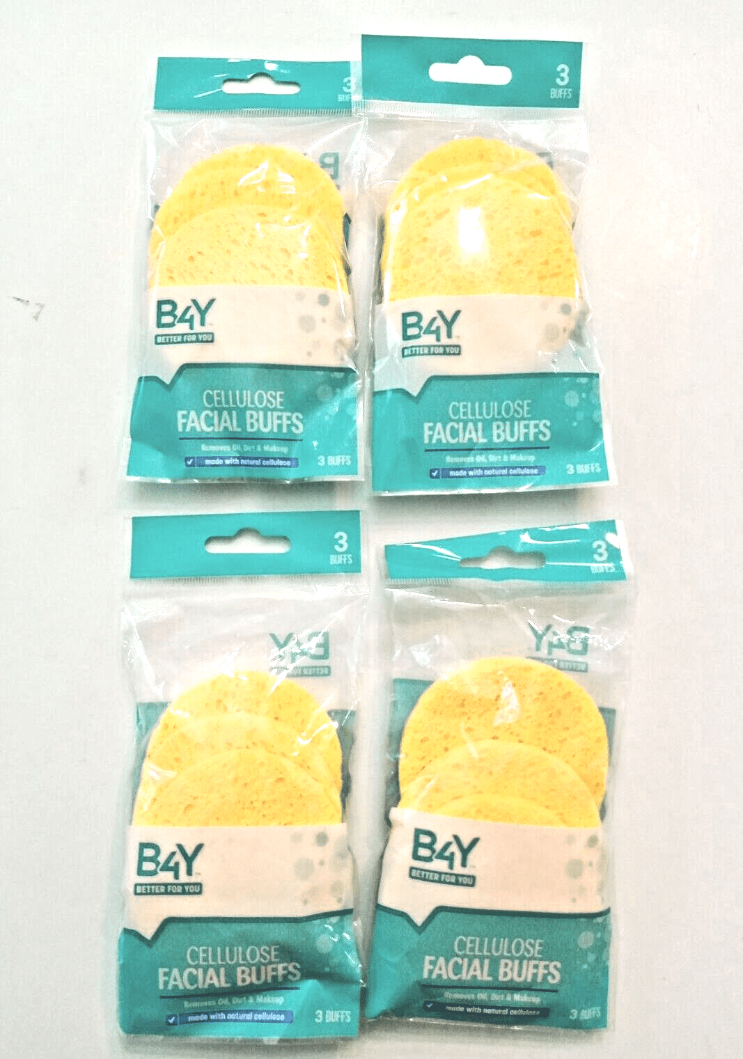 12 pk Cellulose Facial Sponge Buff Exfoliate Skin Wash Facial Care Face ...