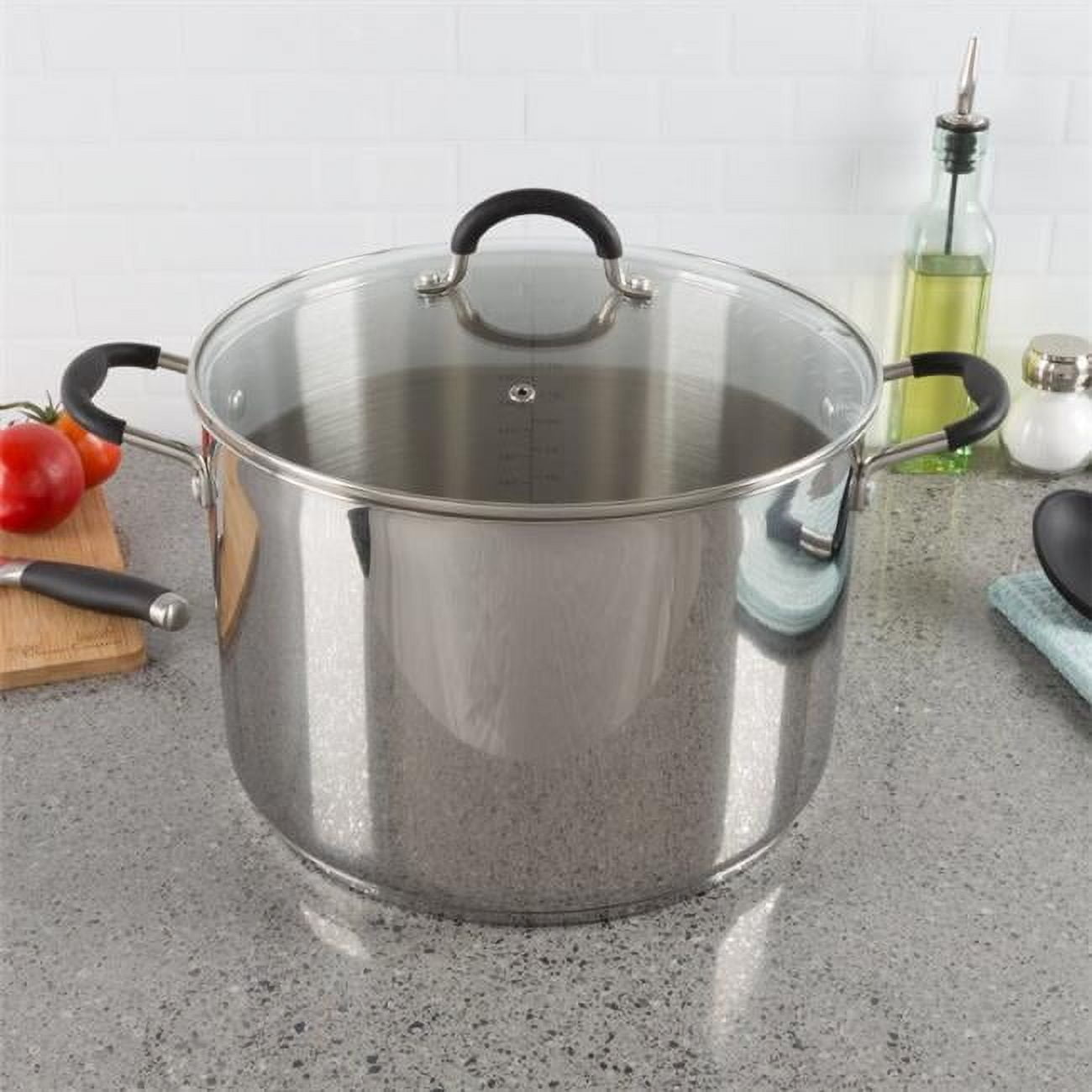 Carne 12 qt Stainless Steel Stock Pot, Tempered Glass Lid with Vent ...