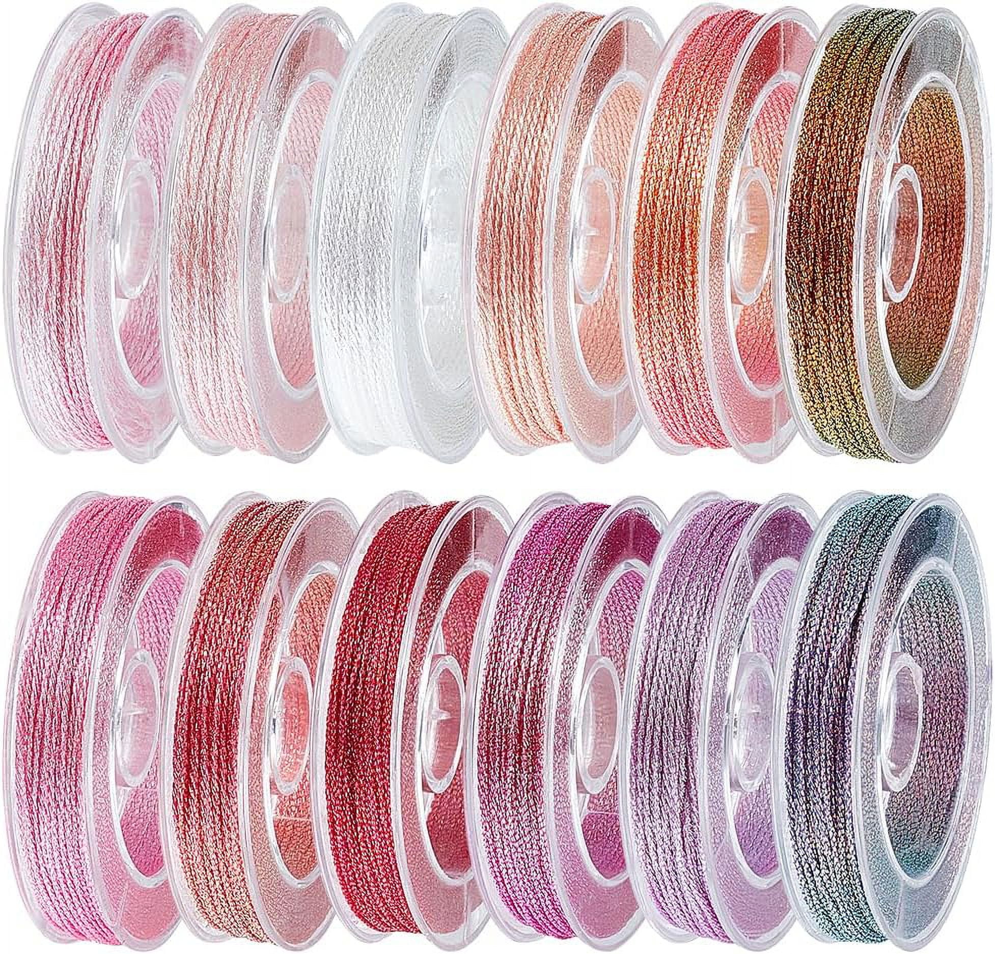 12 rolls 12 colors 6-Ply PET Polyester Cord for Jewelry Making Pink 0 ...