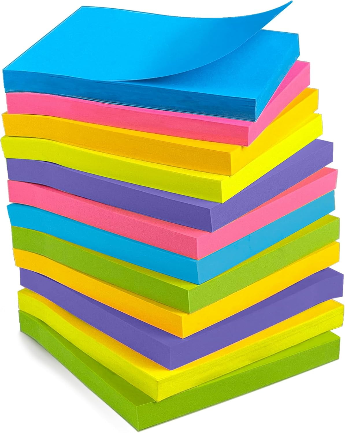 12 sticky notes, 3 inches x 3 inches - loose colored self-adhesive ...