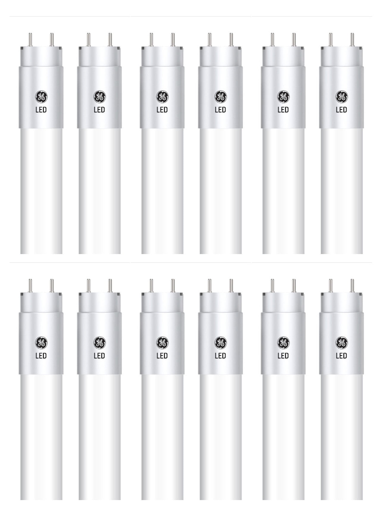(12 tubes) GE T8 LED Tube, 48 inch, 15 watts, 1800 lumens, 5000K ...