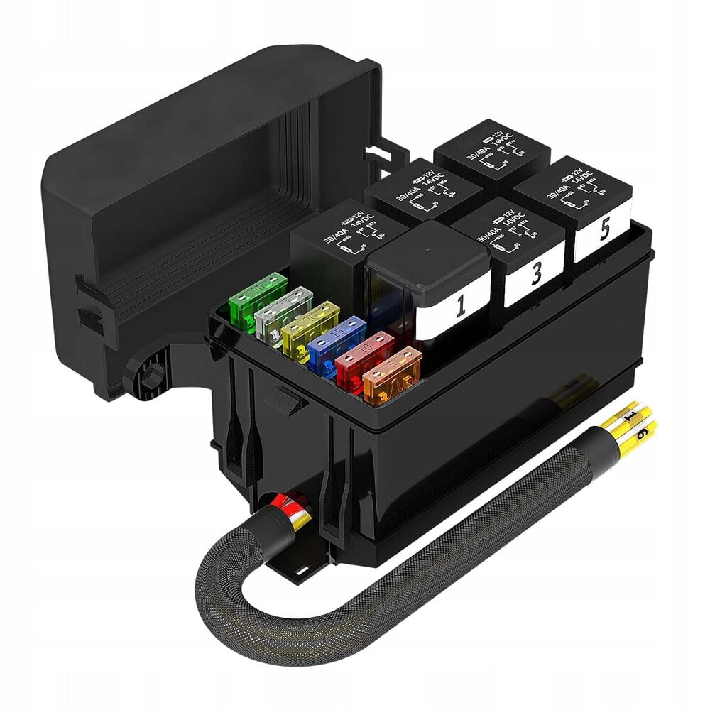 12V Fuse 4-pin Relay Box Pre-Wired 6 Relay Slot 6 ATC/ATO Fuse Holder ...