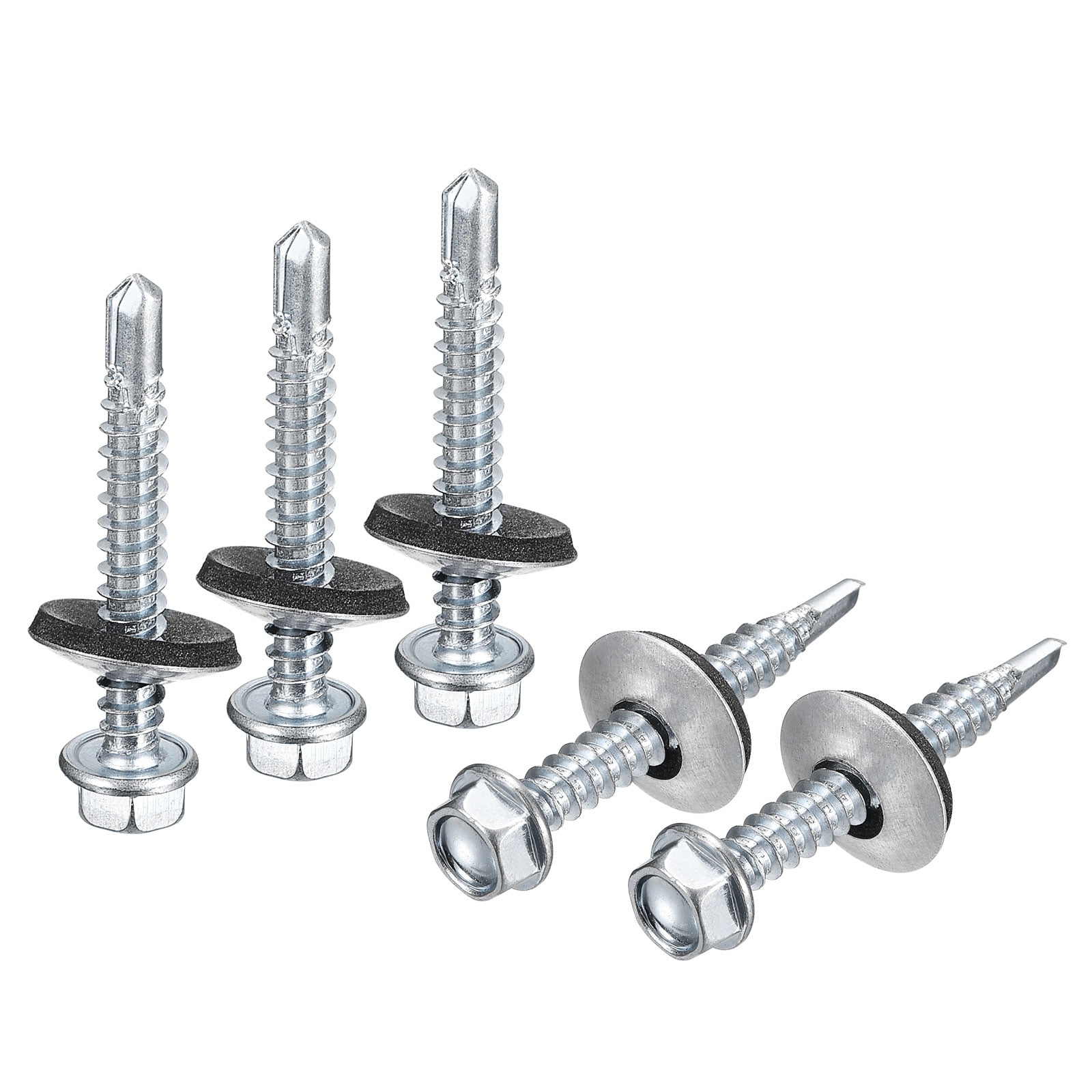 #12 x 1-1/2" Screws, 25 Pack Zinc Plated Steel Hex Head Screws with ...